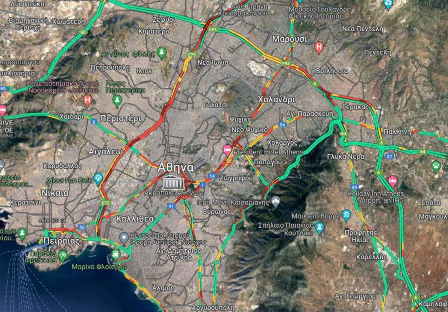 Κίνηση τώρα: Έμφραγμα σε όλη την Αττική - Μποτιλιάρισμα σε Κηφισό ...