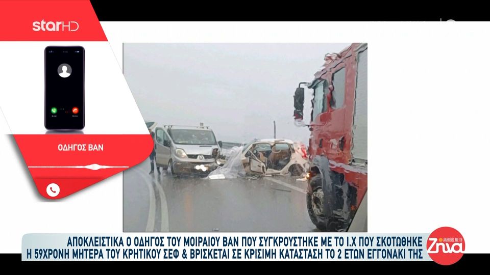 Συντετριμμένος ο οδηγός του μοιραίου βαν που συγκρούστηκε με το Ι.Χ ...
