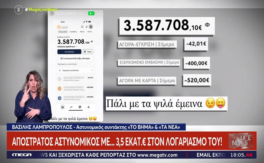 Απόστρατος αστυνομικός με 3,5 εκατομμύρια ευρώ στον λογαριασμό του – Η ...