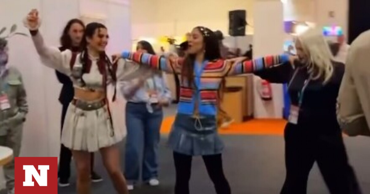 Eurovision: Η Μαρίνα Σάττι χορεύει συρτάκι με την Jaklin Baghdasaryan ...
